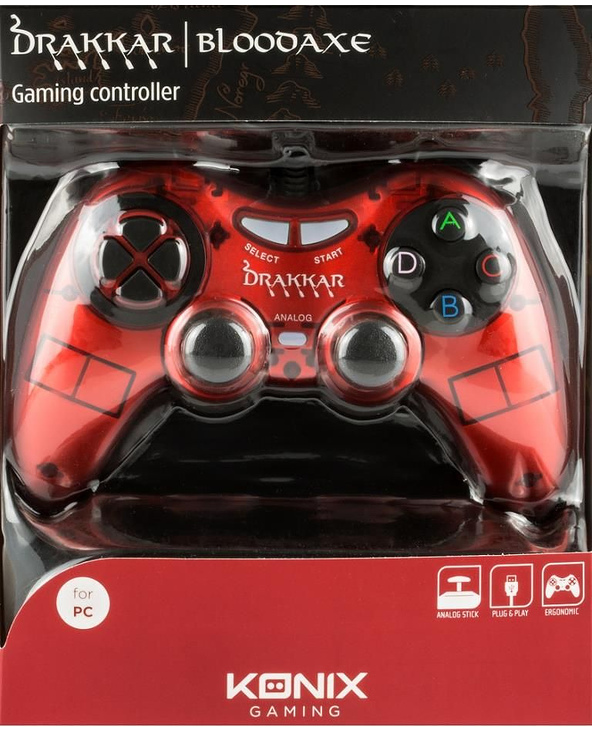 Konix Drakkar Blood Axe Manette de jeu PC Analogique/Numérique USB Rouge