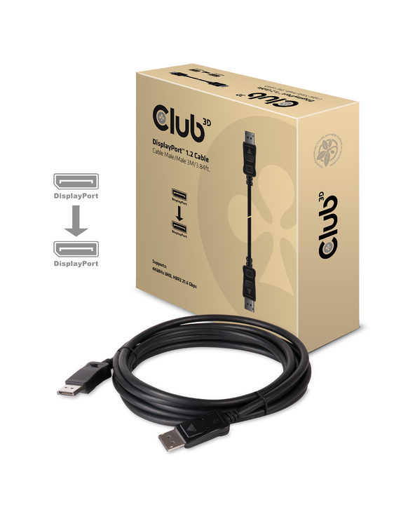 CLUB3D Displayport 1.2 Cable M/M 3Meter 4K60Hz 21.6Gbps - CAC-1064